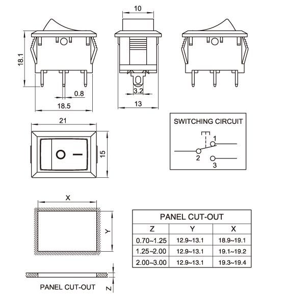 RS601A-1 2脚UL船形开关10A / 2脚船型开关12A--利铭电子科技